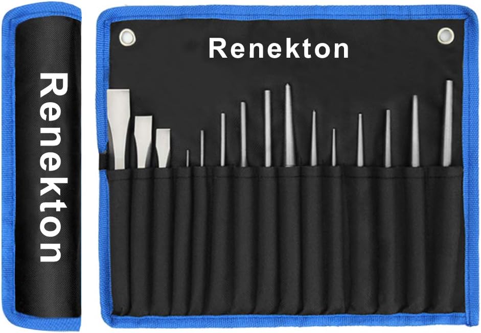 MAXPOWER 13PCS Steel Punch and Chisel Set, Includes Pro Grade Octagonal ...