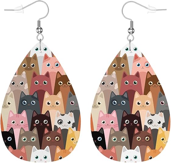 Amazon.com: Zokola Cats Earrings, Cartoon Animal Adorable Kitten Cat ...