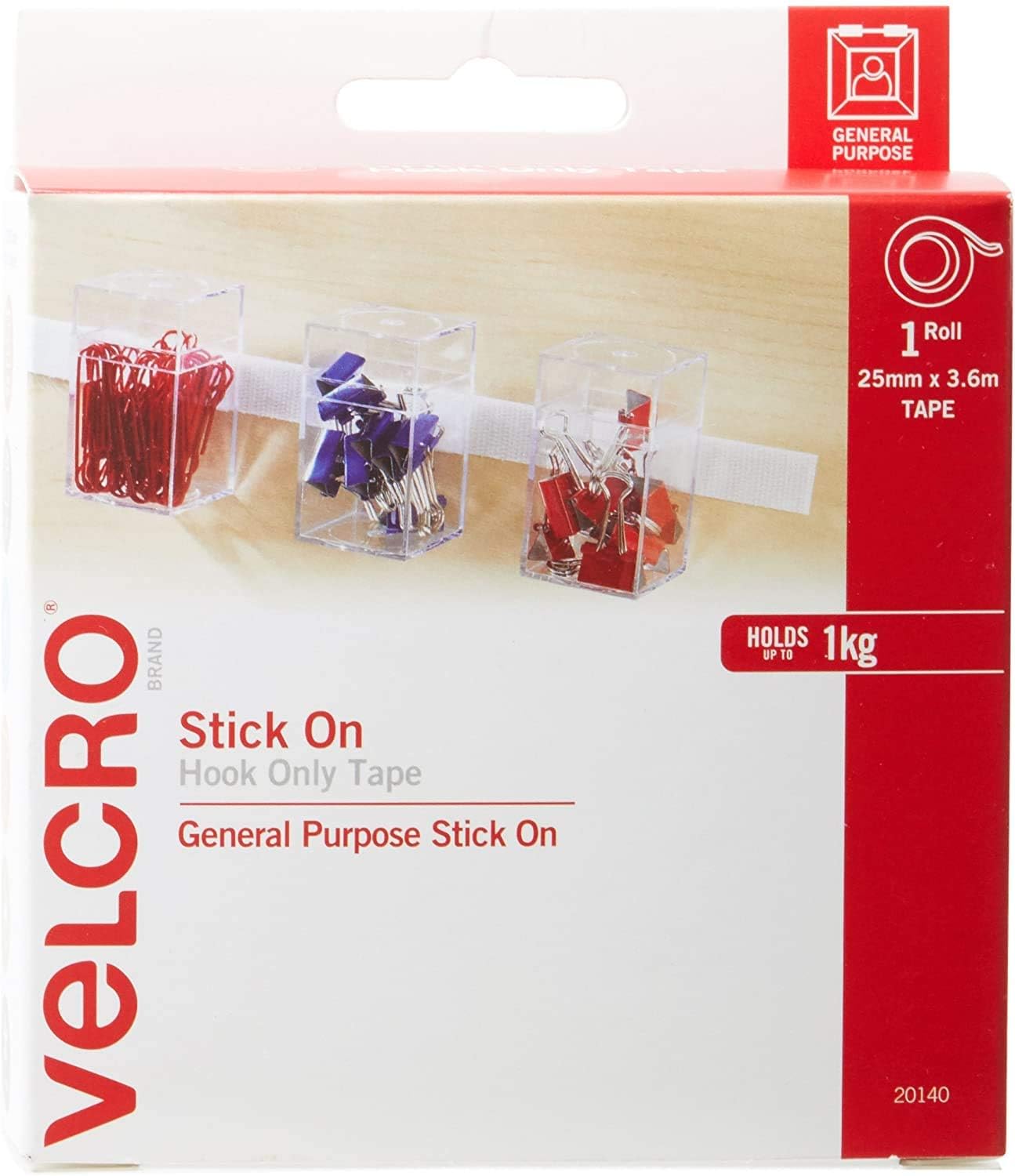 VELCRO Brand Stick On Hook Only Tape General Purpose Peel and Stick ...