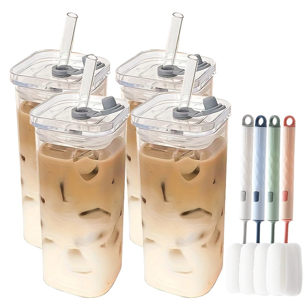 Amazon.com: Vibinz Portable Drinking Cup Glass, 12oz/350ml Glass Cups ...