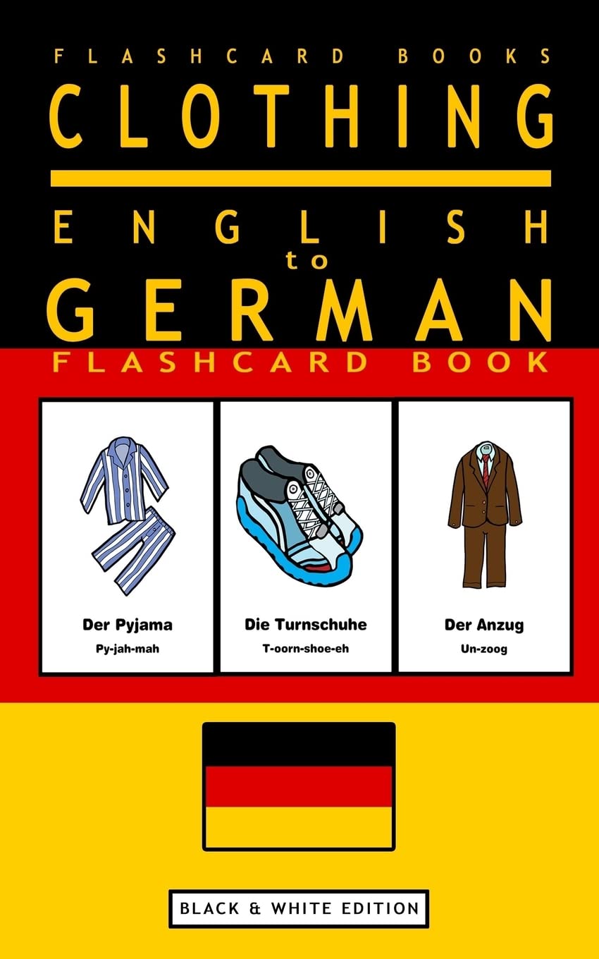 Clothing - English to German Flash Card Book: Black and White Edition ...