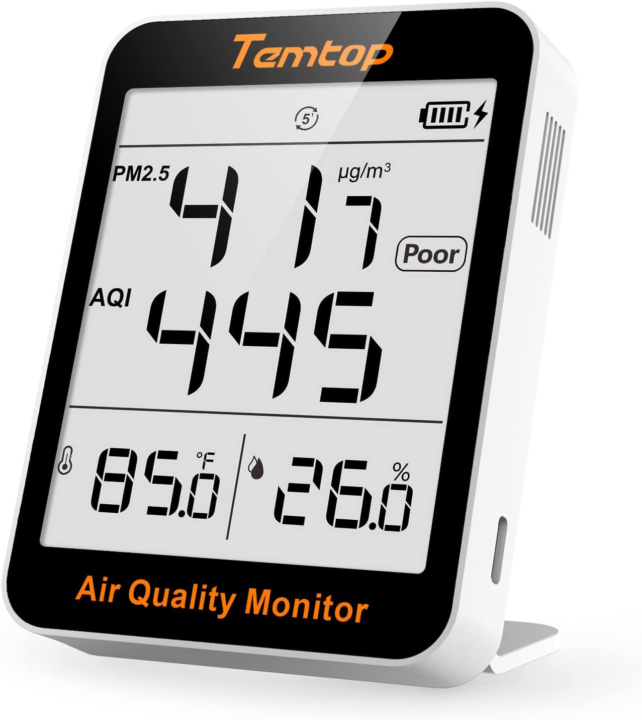 Temtop Air Quality Monitor PM2.5 Monitor AQI Meter Temperature Humidity ...