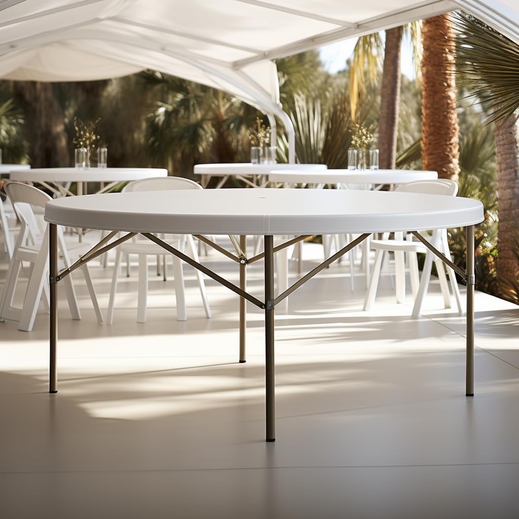 Amazon.com: (PACK 4) 6-foot Round Heavy-duty Granite White Plastic ...