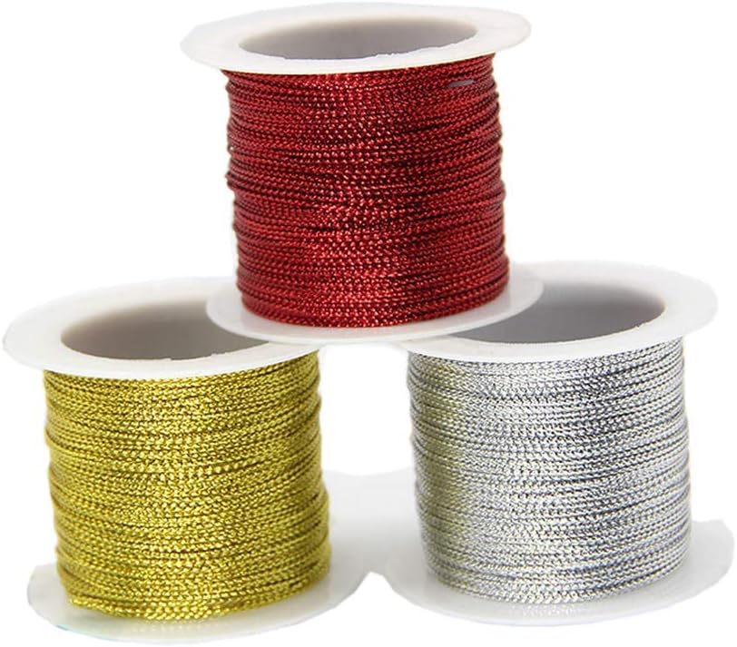 Amazon.com: Silver Metallic Cord Braid String for Gift Wrap DIY Crafts ...