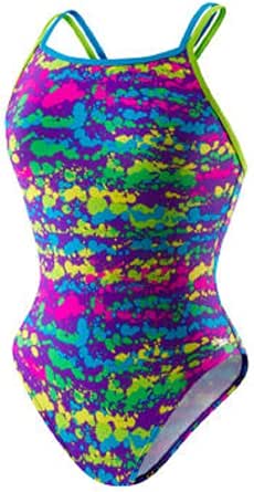 Amazon.com : Speedo Big Girls Youth Solid Splice Crossback One Piece ...