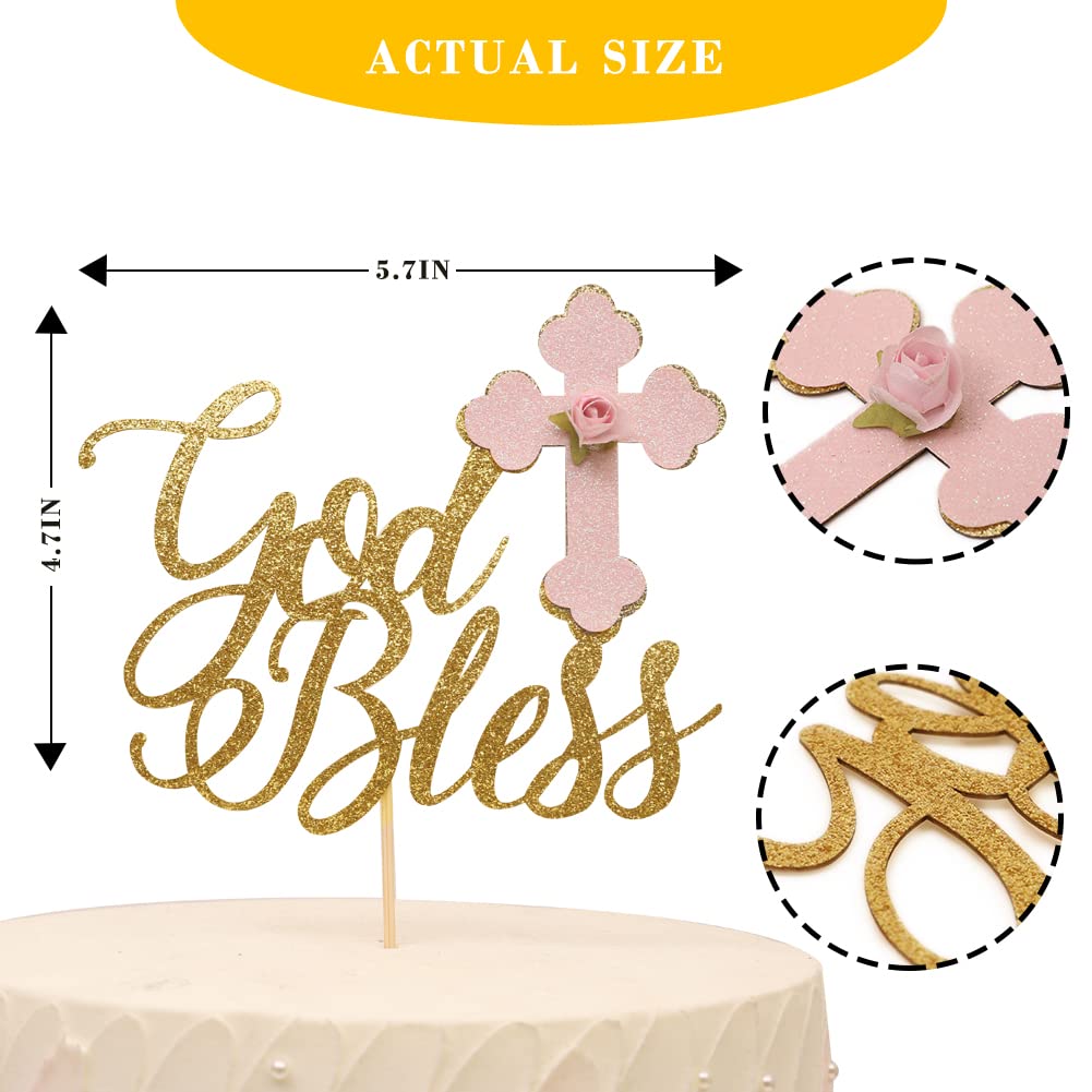 Buy Girl God Bless Cake Topper - Baptism Cake Topper with Cross ...
