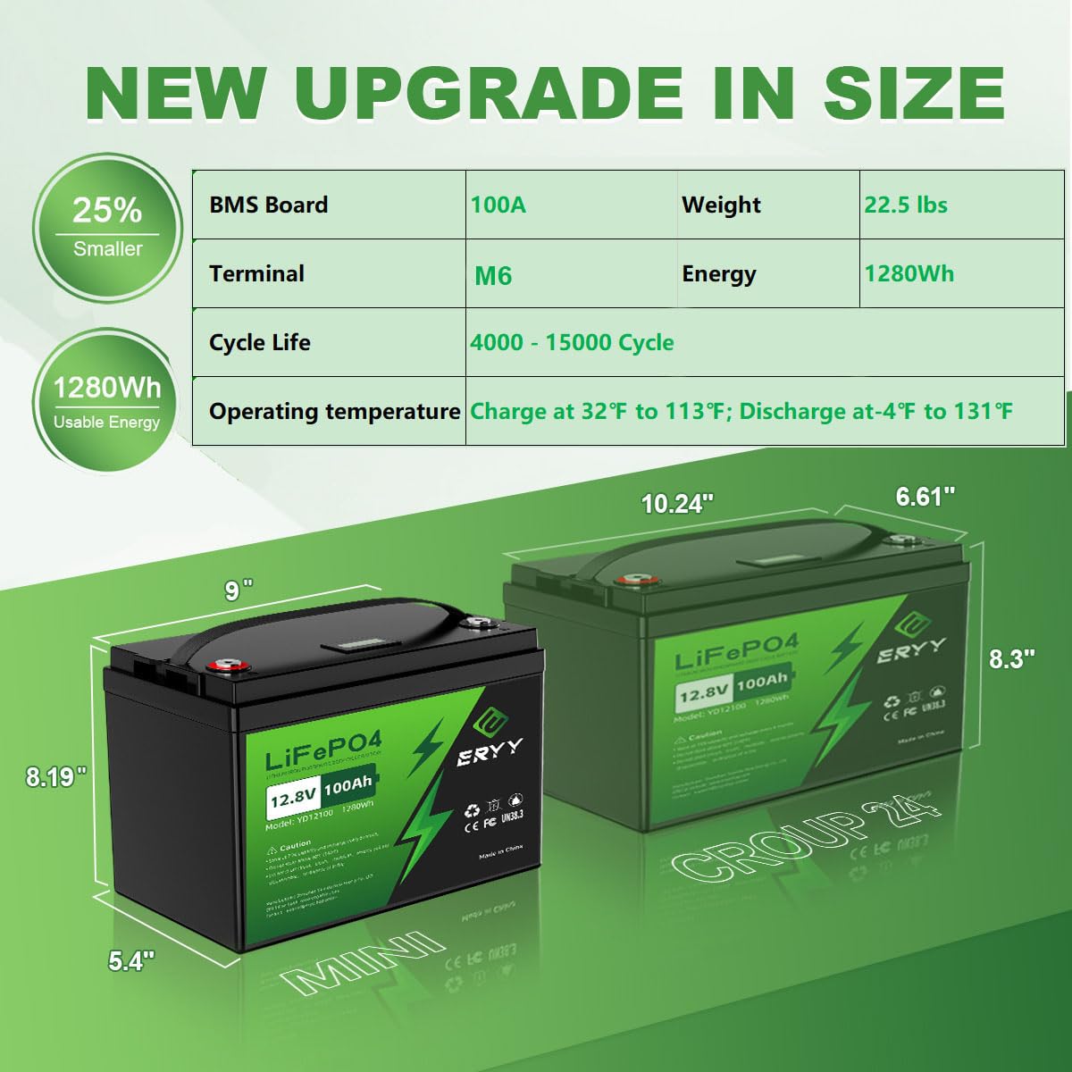 Batterie Lifepo4 ERYY 12V 160Ah LiFePO4 Battery - Group 31 Deep Cycle ...