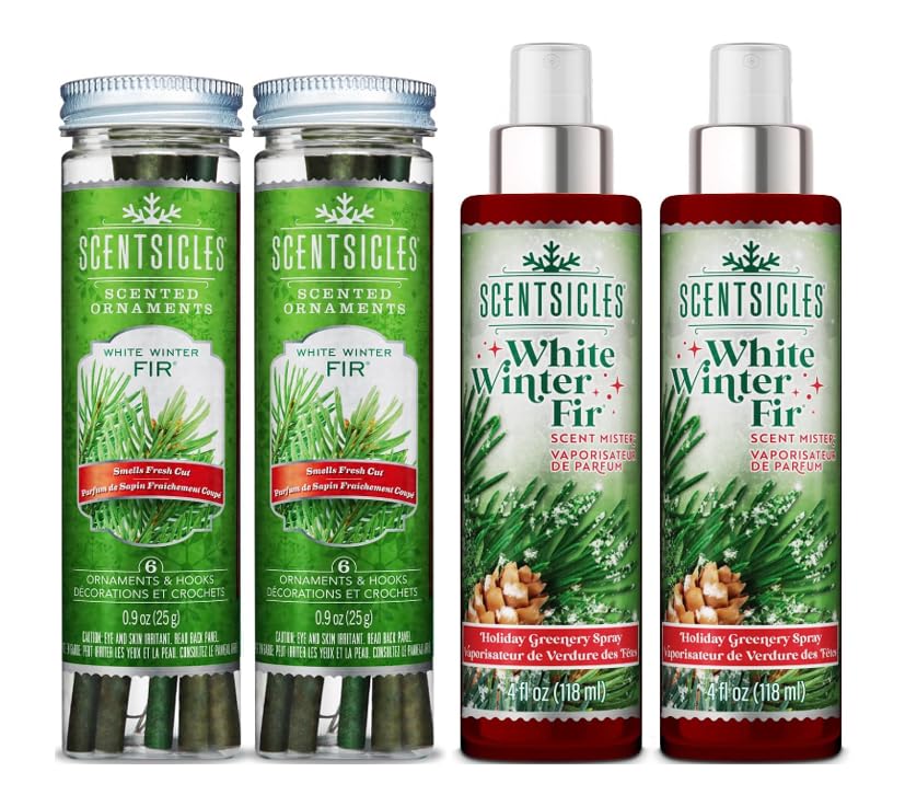 Amazon.com: Scentsicles White Winter Fir Scented Ornaments with Hooks ...