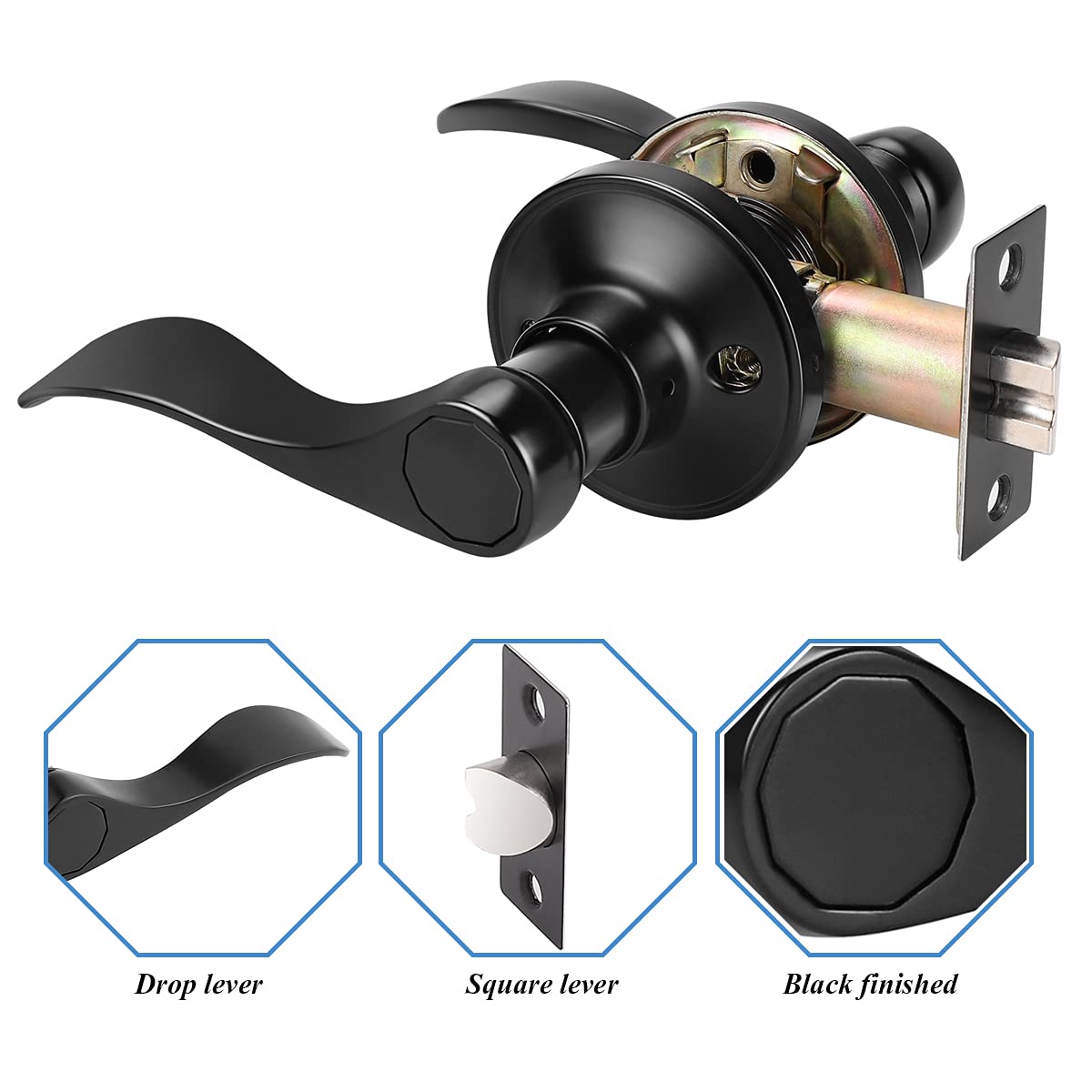 Snapklik.com : Gobrico 8 Pack Hall/Closet Door Levers In Matte Black