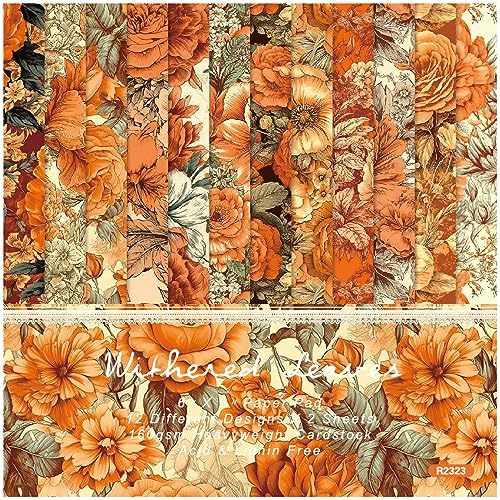 Amazon.com : ZAKHSE Floral Cardstock Paper, 6"x 6" Scrapbook Paper Pad ...