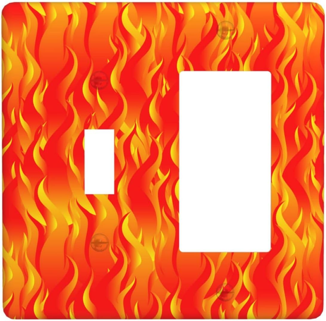 Flame Fire Yellow and Red Toggle Switch Wall Plate Combination Light ...