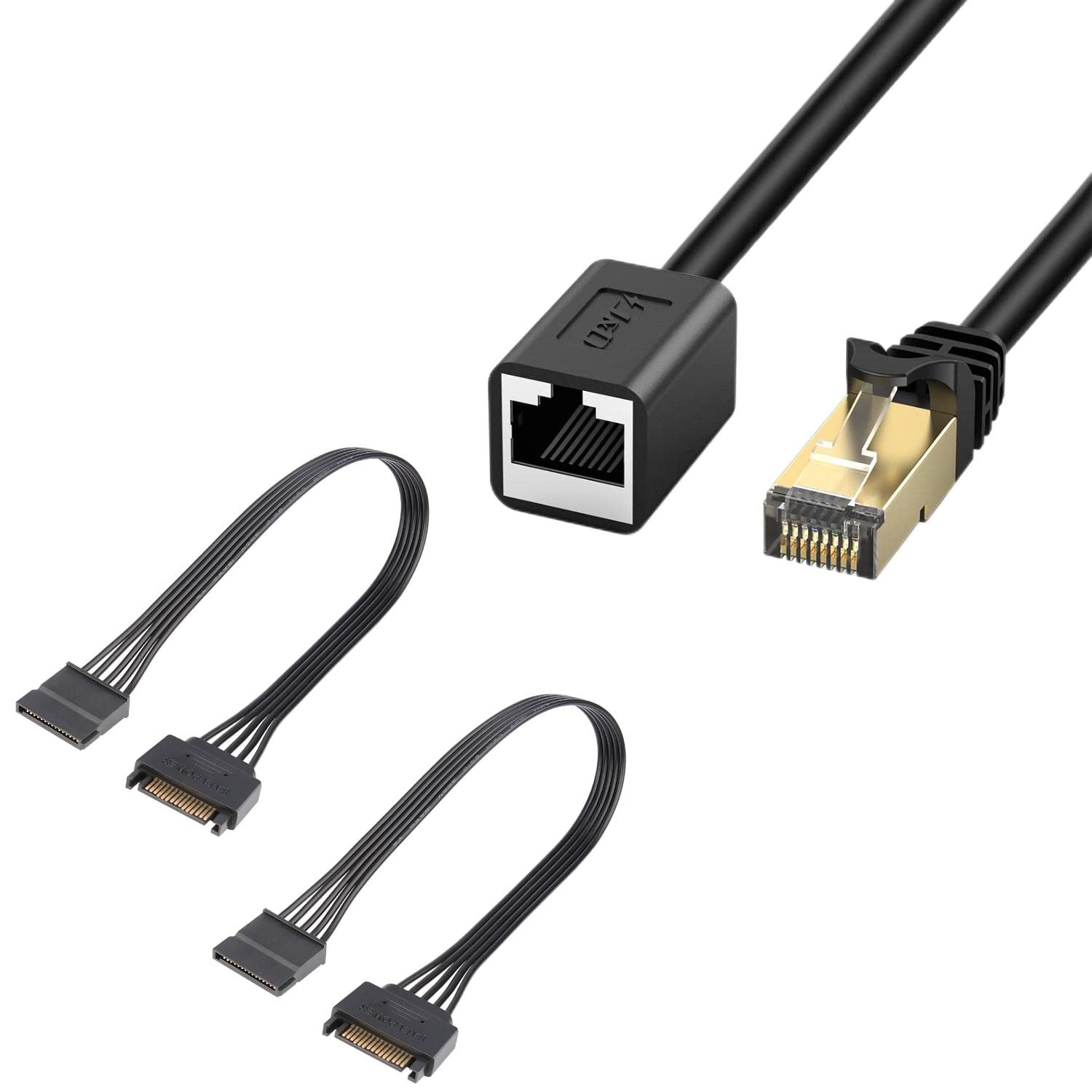 Amazon.com: J&D 15 Pin SATA and Ethernet Extension Cable Bundle, 15 Pin ...