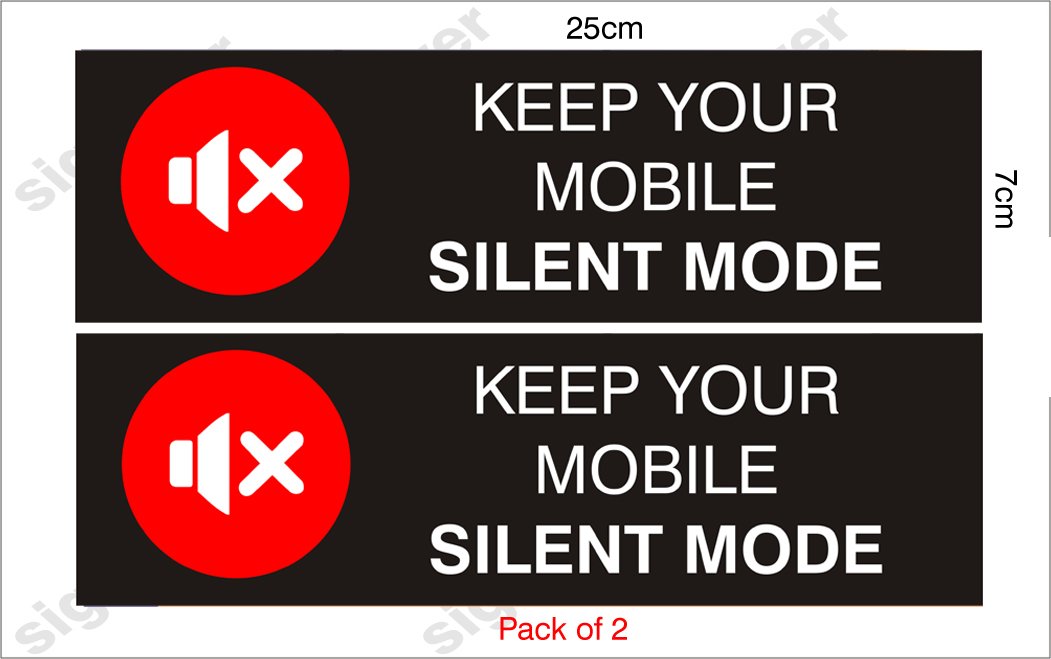 SIGN EVER Keep Your Mobile Silent Mode Sign Board 2 nos With Double ...