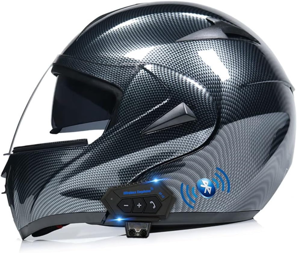 Amazon.com: Bluetooth Full Face Motorcycle Helmet Locomotive Touring ...