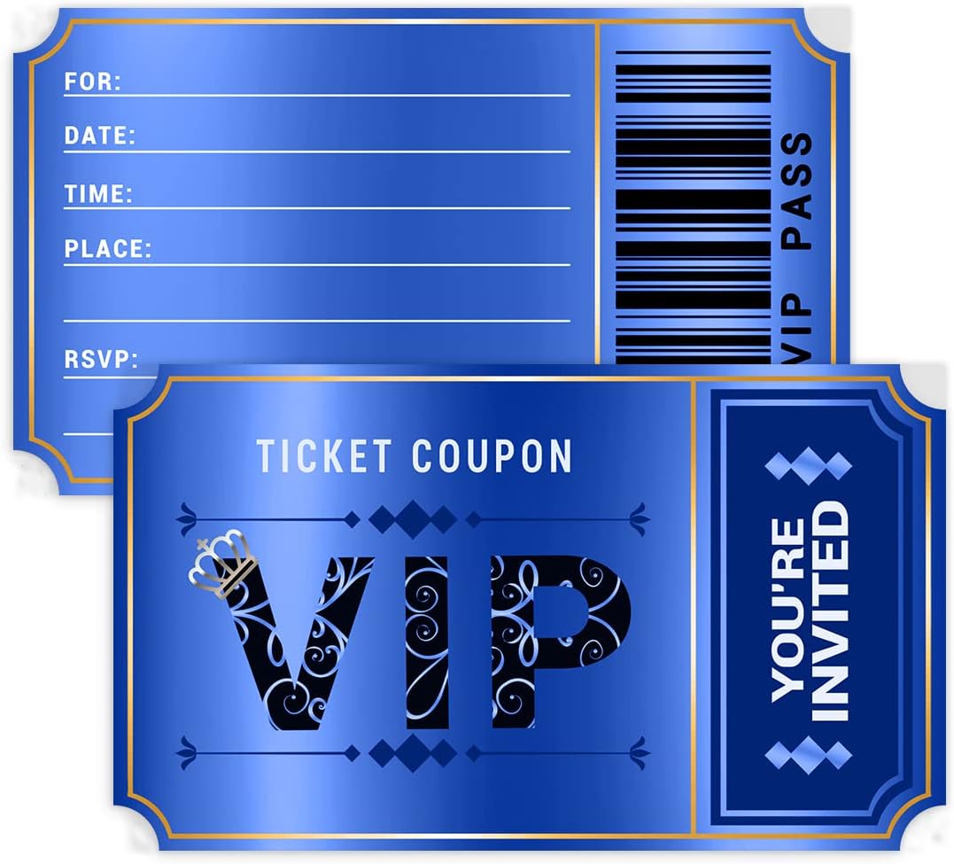 Amazon.com : wuguimeii 20 VIP Ticket Coupon Invitations with Envelopes ...