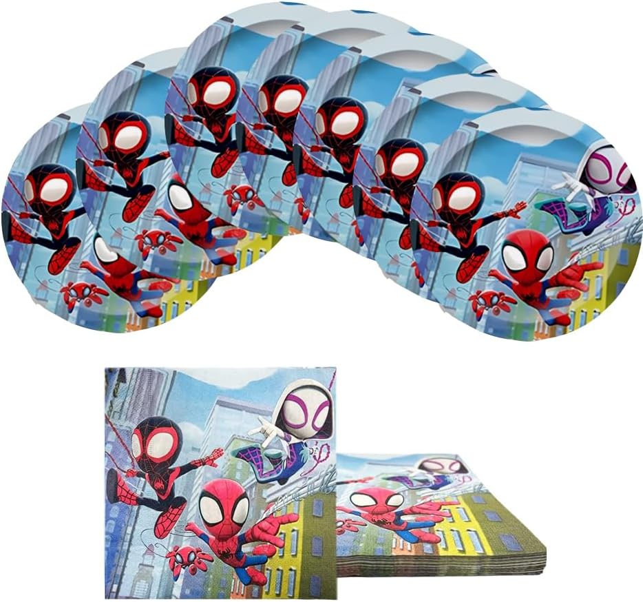 Amazon.com: Spidey-His Friends Birthday Party Supplies，20 Plates 20 ...