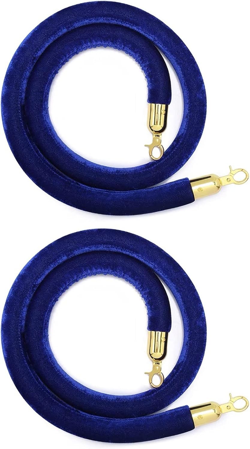 2 Pack Velvet Stanchion Rope with Hooks, Crowd Control Rope with Gold ...