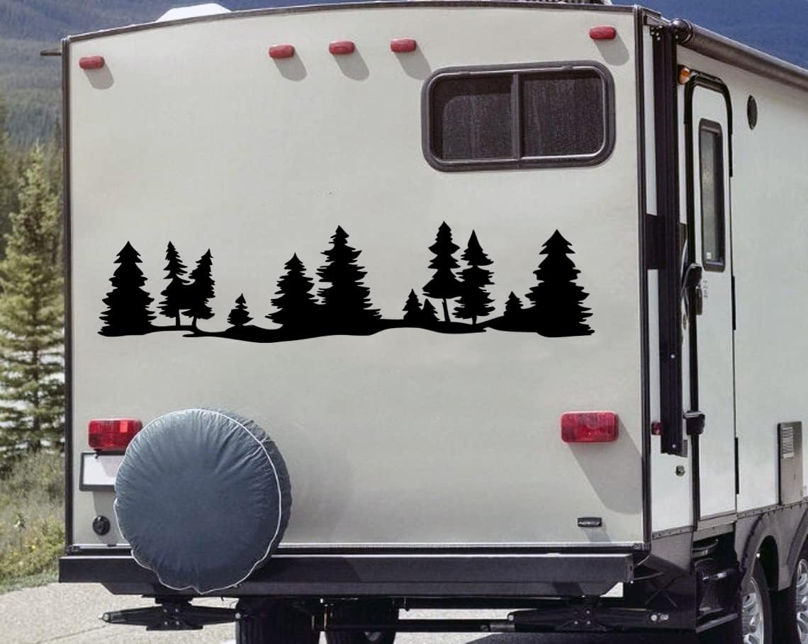 Amazon.com - Trees Forest Scene Vinyl Decal - Tree Line RV Camper ...