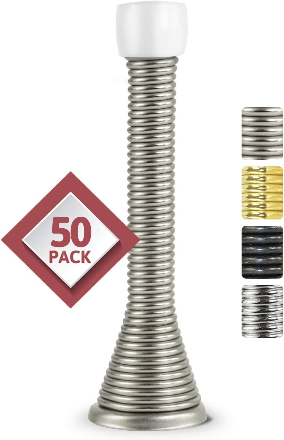 Jack N’ Drill (3 ⅛) Spring Door Stopper (50 Pack) | Flexible Heavy Duty ...