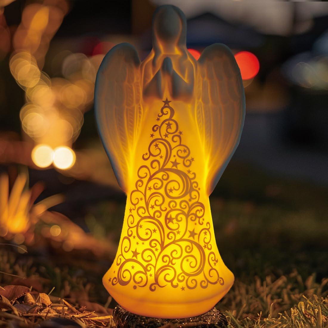 Praying Angel Figurine with LED Light Angel Statues Outdoor Garden ...