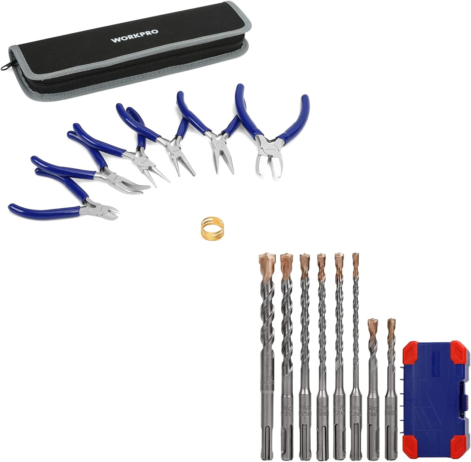 Amazon.com: WORKPRO 7-Piece Jewelers Pliers Set & WORKPRO 8-Piece SDS ...