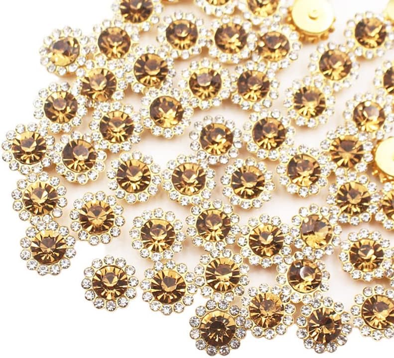 Amazon.com: 100 Pcs 12MM Sun Flower Sew on Rhinestones Crystals Glass ...