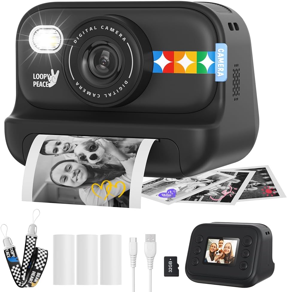 Amazon.com: HiMont Kids Instant Print Camera, 1080P HD with 3 Rolls ...