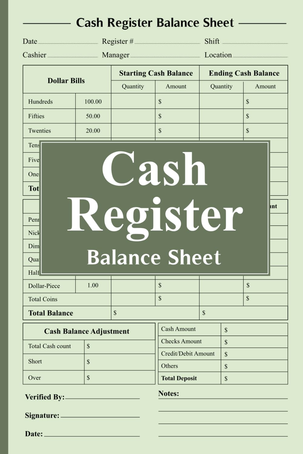 Amazon.com: Cash Register Balance Sheet: Daily Sales Tracking and ...