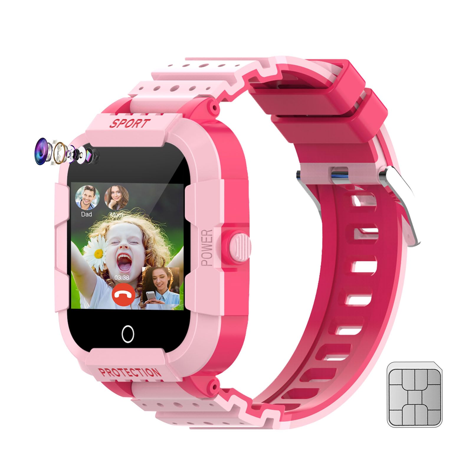 Amazon.com: Wonlex 4G GPS Smart Watch for Kids with SIM Card, 1.4 ...