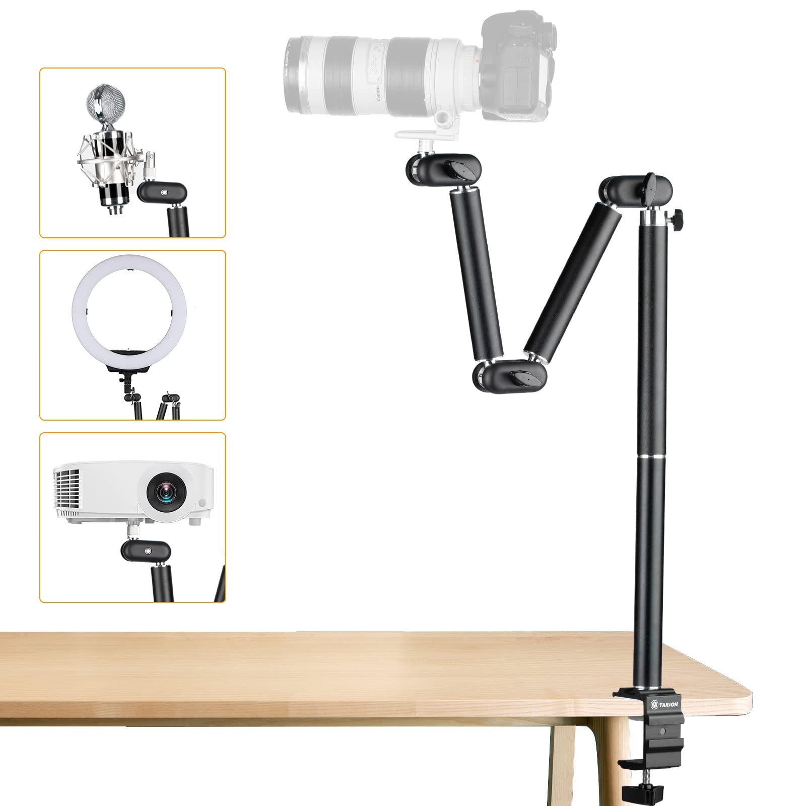 TARION Desk Camera Mount Stand Heavy Duty Articulated Camera Arm Articulating Table Mount Camera ...