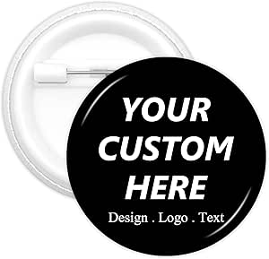Amazon.com: Custom Pins Buttons Add your Logo or Text Design Your Own Pinback Button Badges Bulk ...