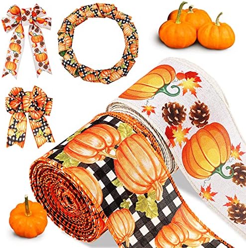 Amazon.com: Ribbli Fall Ribbon Wired 6 Rolls 2.5 Inch,Total 90 Feet(30 ...