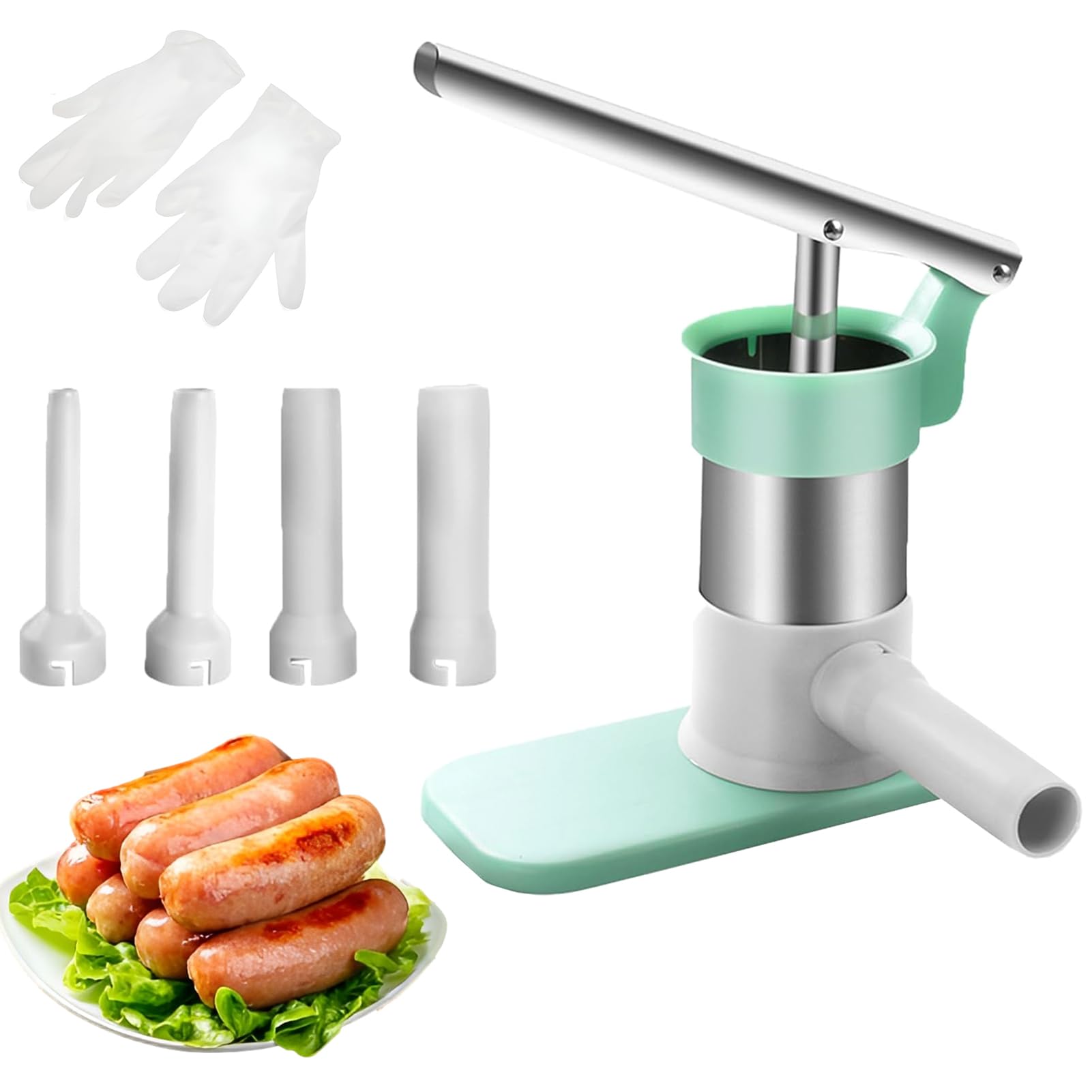 Amazon.com: Sausage Stuffer Machine with 4 Tubes & Rubber Gloves ...
