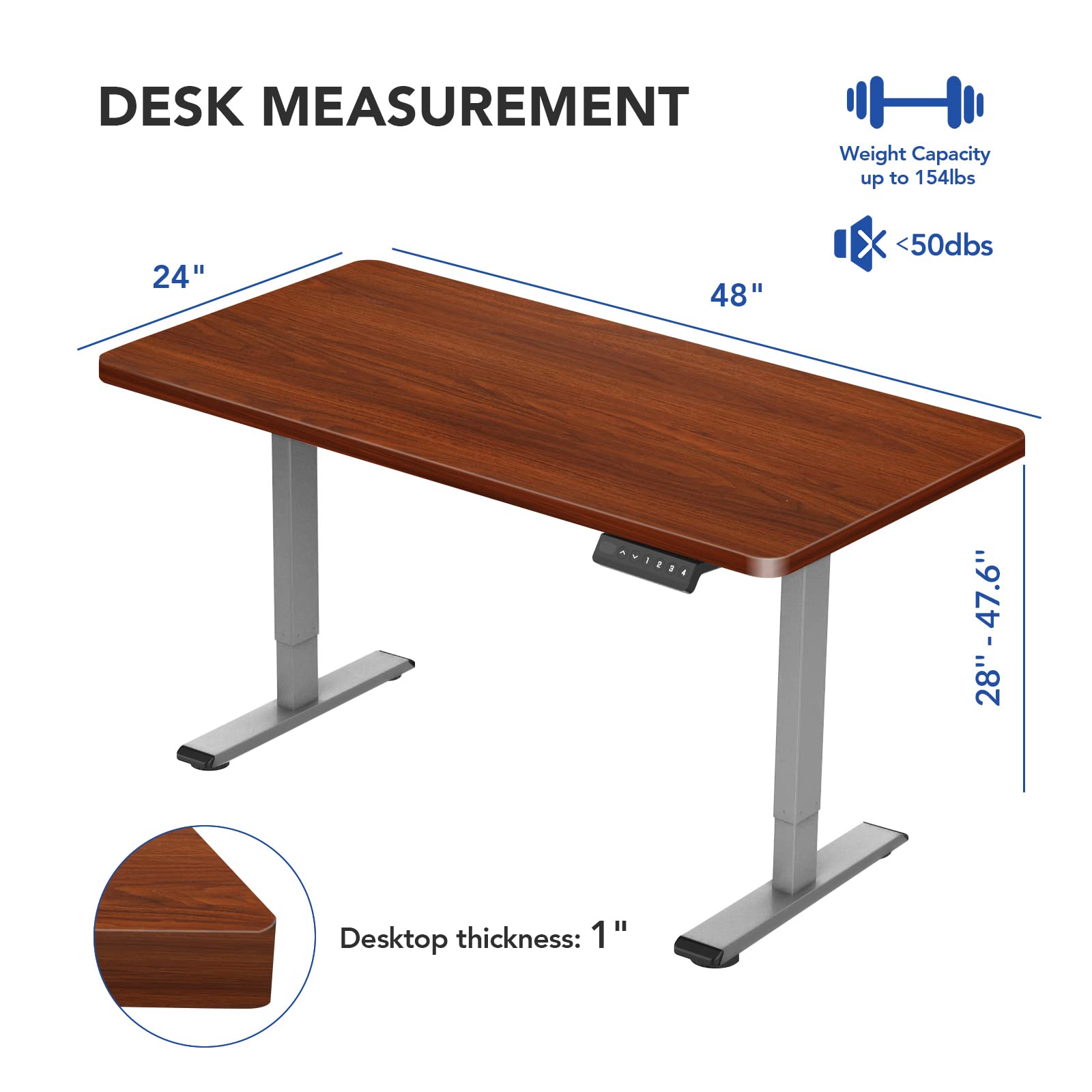 Rectangular Electric Height Adjustable Standing Desk, 54% OFF