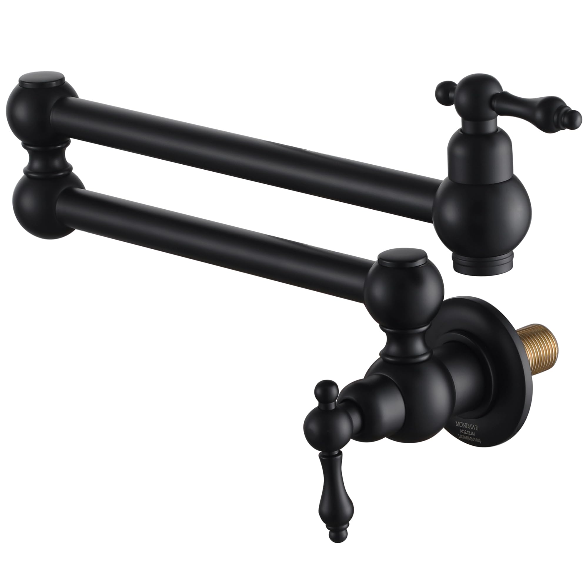MONDAWE Matt Black Pot Filler Faucet, Brass Wall Mount Stove Faucet ...
