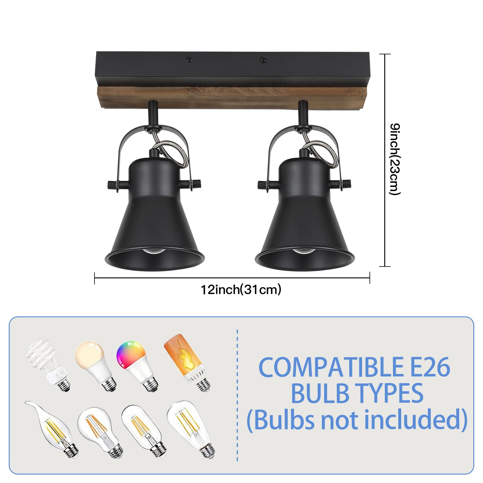 Snapklik.com : 2-Light Track Light Fixtures Ceiling/Wall Mount ...