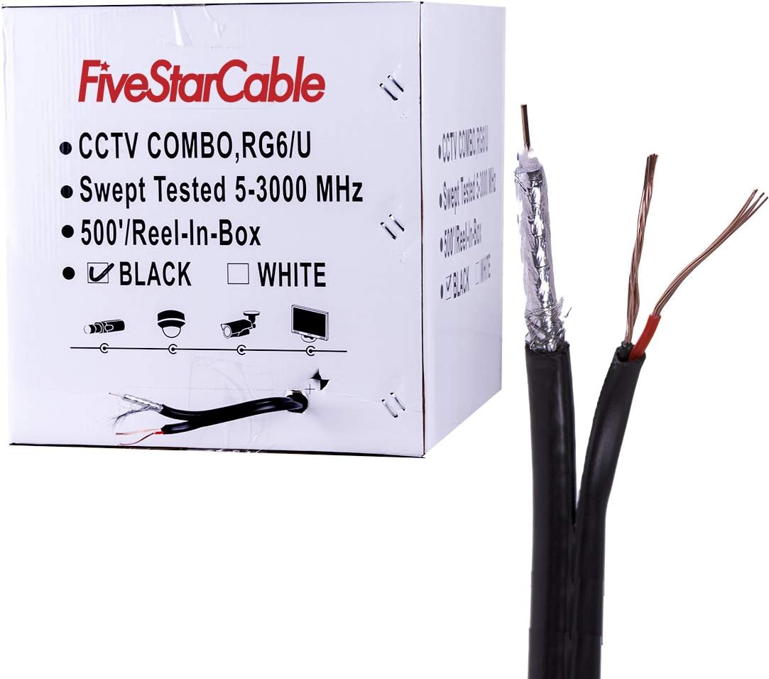 Amazon.com : RG59 Siamese Cable 300ft - Coaxial CCTV Video & Power ...