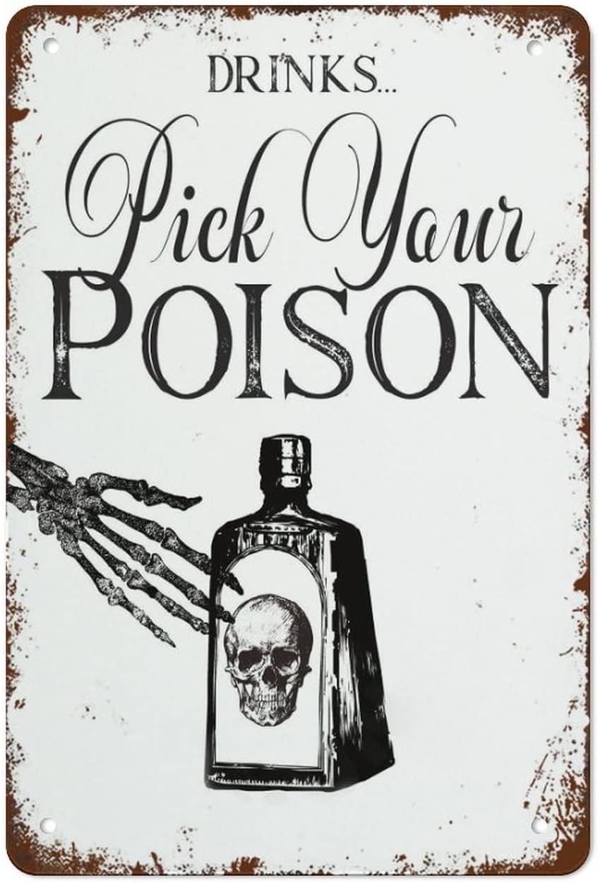 Amazon.com: NAMEY Halloween Sign, Drink's Poison, 12 x 8 Inch Metal ...