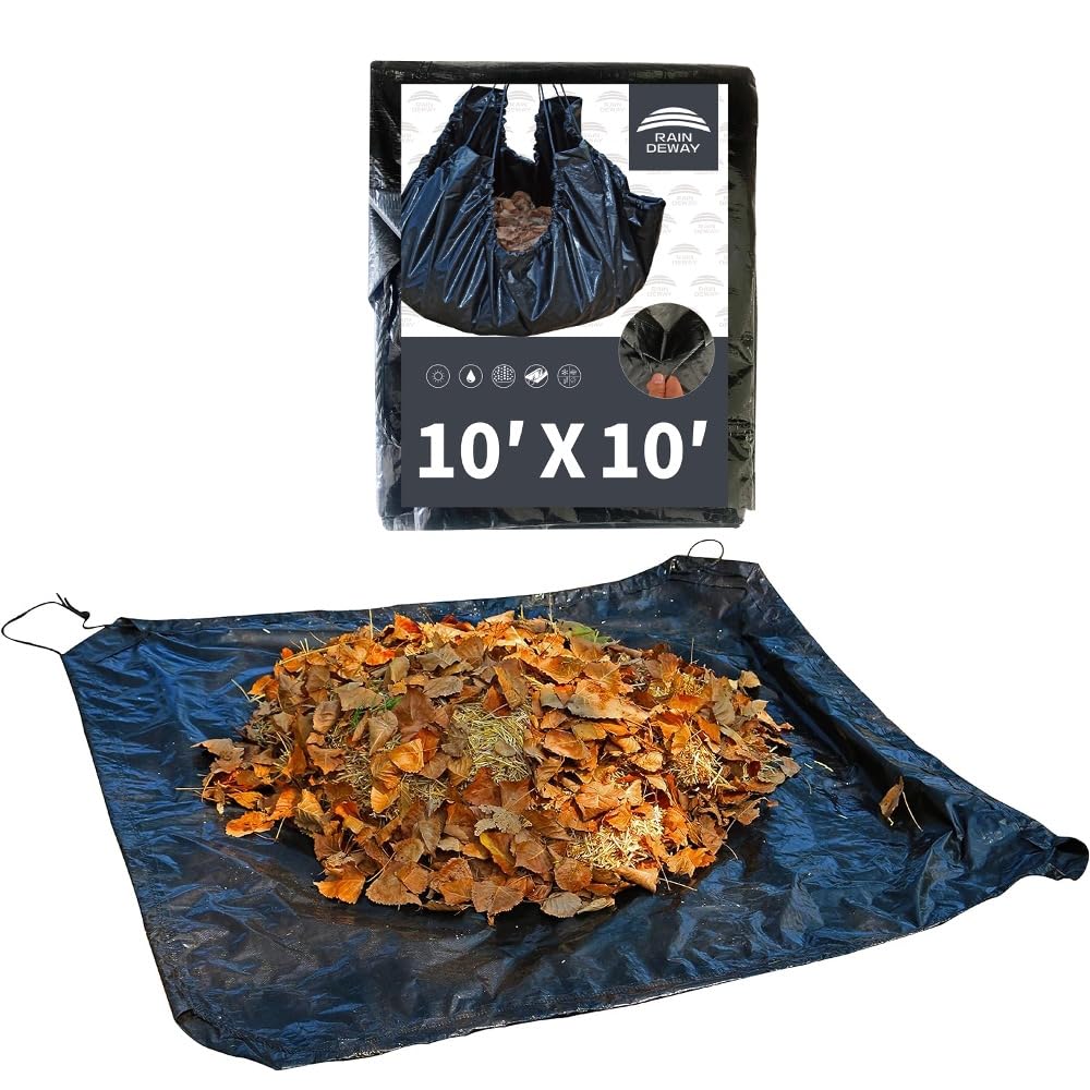 Amazon.com: RAINDEWAY Drawstring Tarp 10x10 Feet, 9 mil Black Poly Yard ...