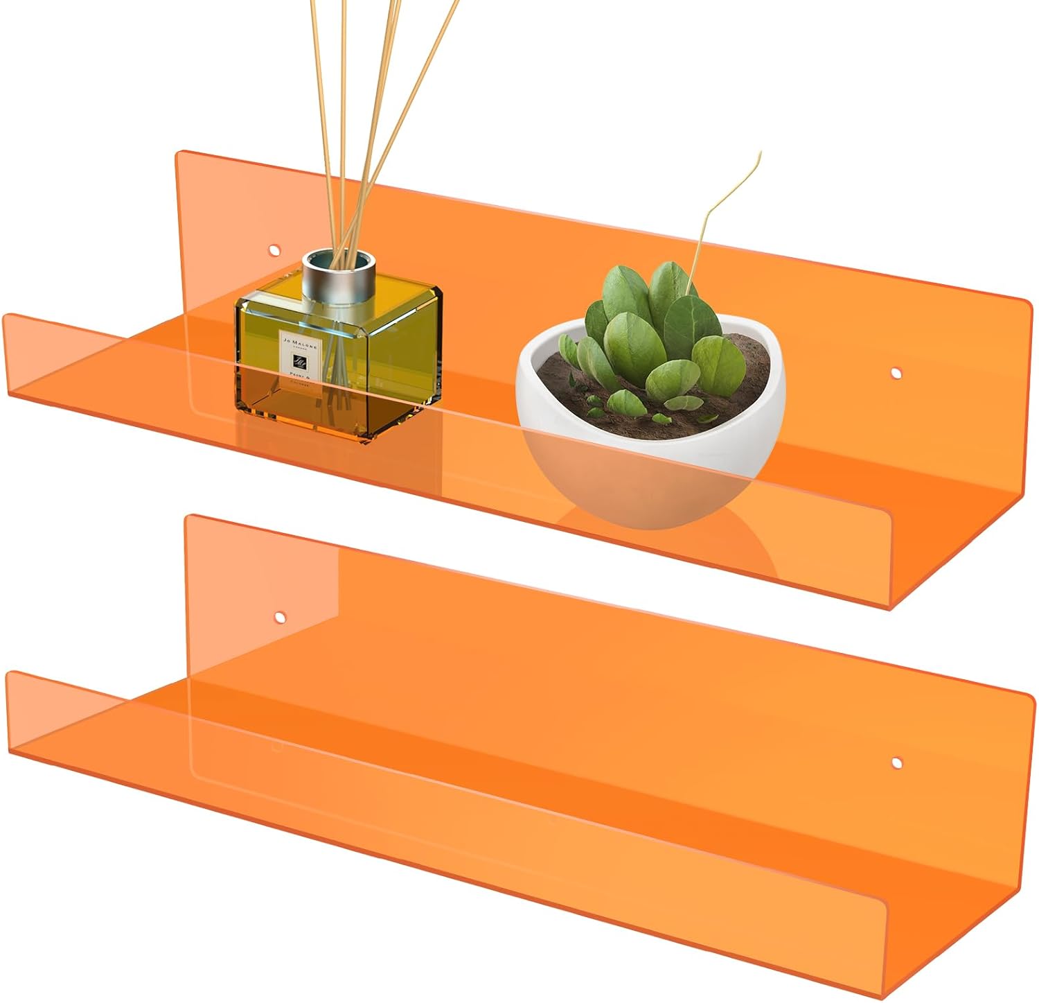 Amazon.com: NiHome Wall Mount Orange Acrylic Floating Shelves 2PCS with ...