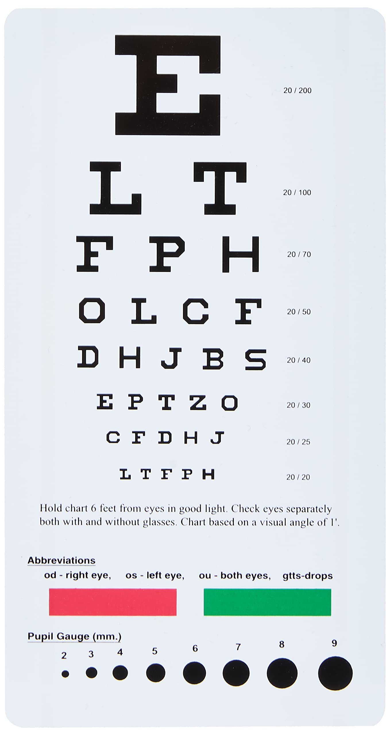 Buy Prestige Medical 3909 Snellen Pocket Eye Chart Online At 