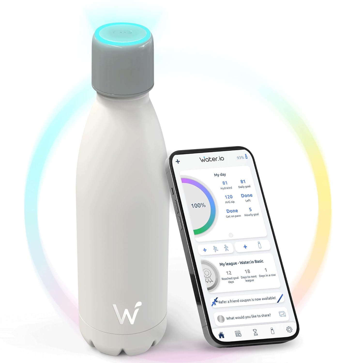 Smart Water Bottle - Hit Your Hydration Goals, Track Water Intake with Color Changing LED ...
