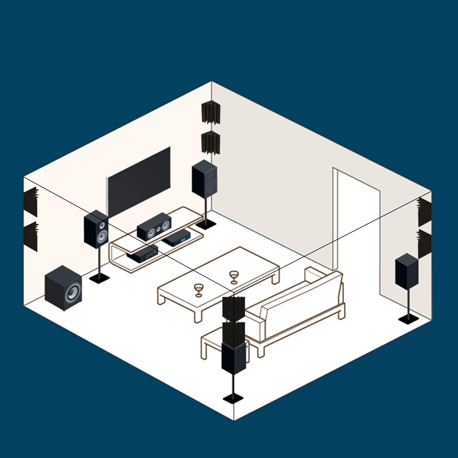 Snapklik.com : 12" X 7" X 7" Bass Traps Acoustic Foam, 8 Pack Acoustic ...