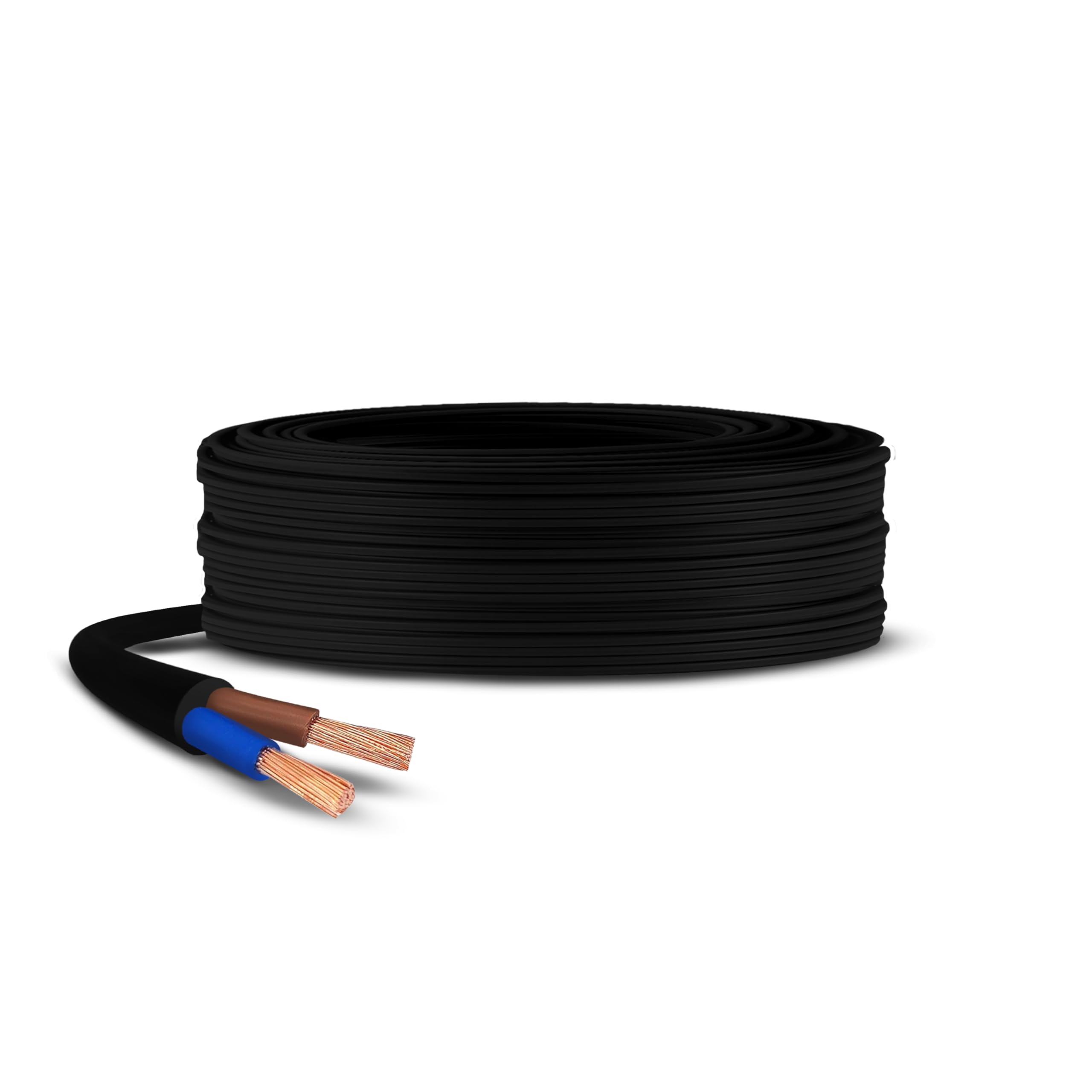 Primes DIY 2 Core Round Black Flex Flexible Cable, stranded electrical ...