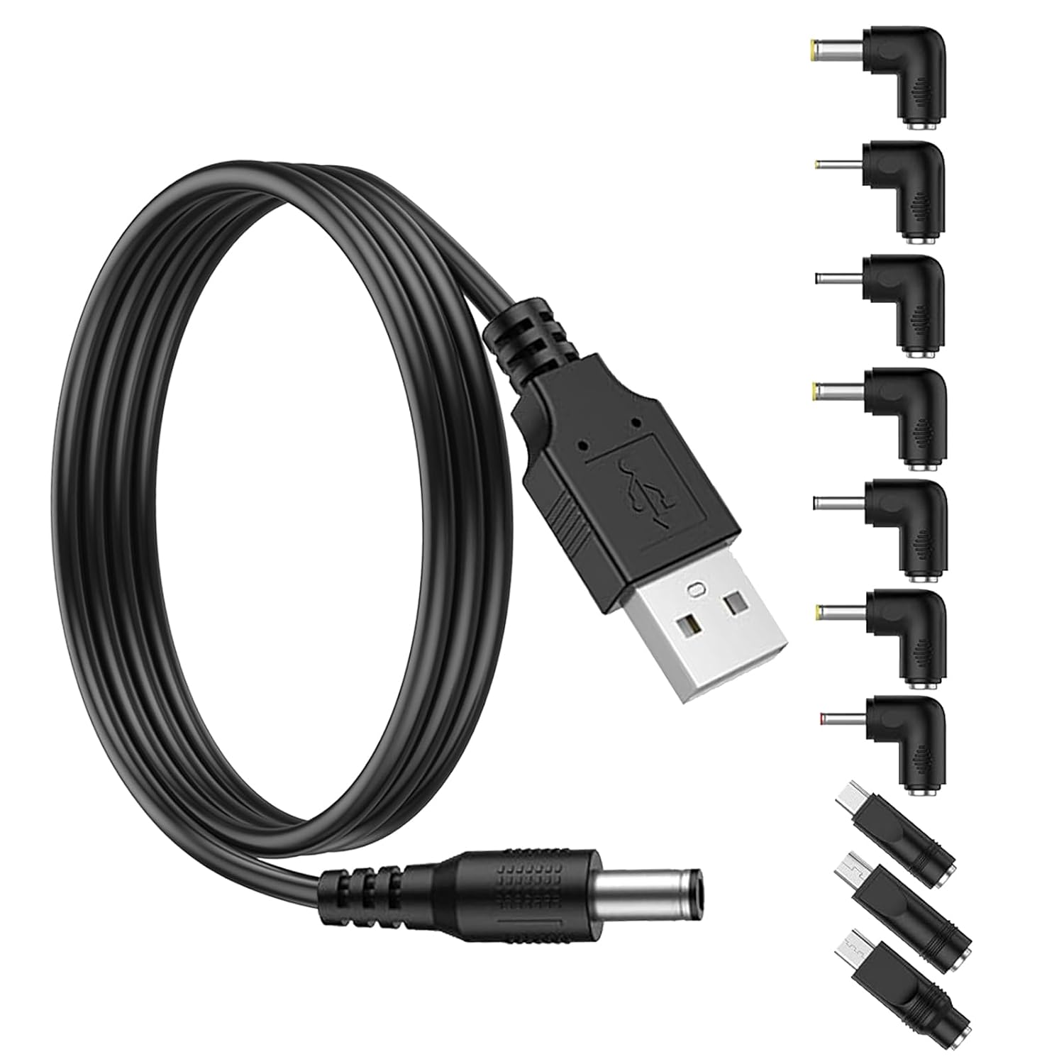 ZUOQIANG USB to DC 5V Power Cord, Universal DC 5.5x2.1mm Plug Jack ...