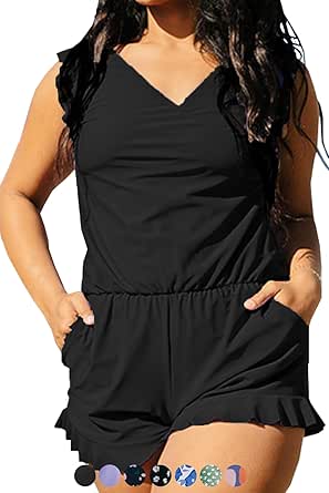 BETEAM Swim Suits for Women 2024 One piece Swimsuit Modest Swim Romper ...