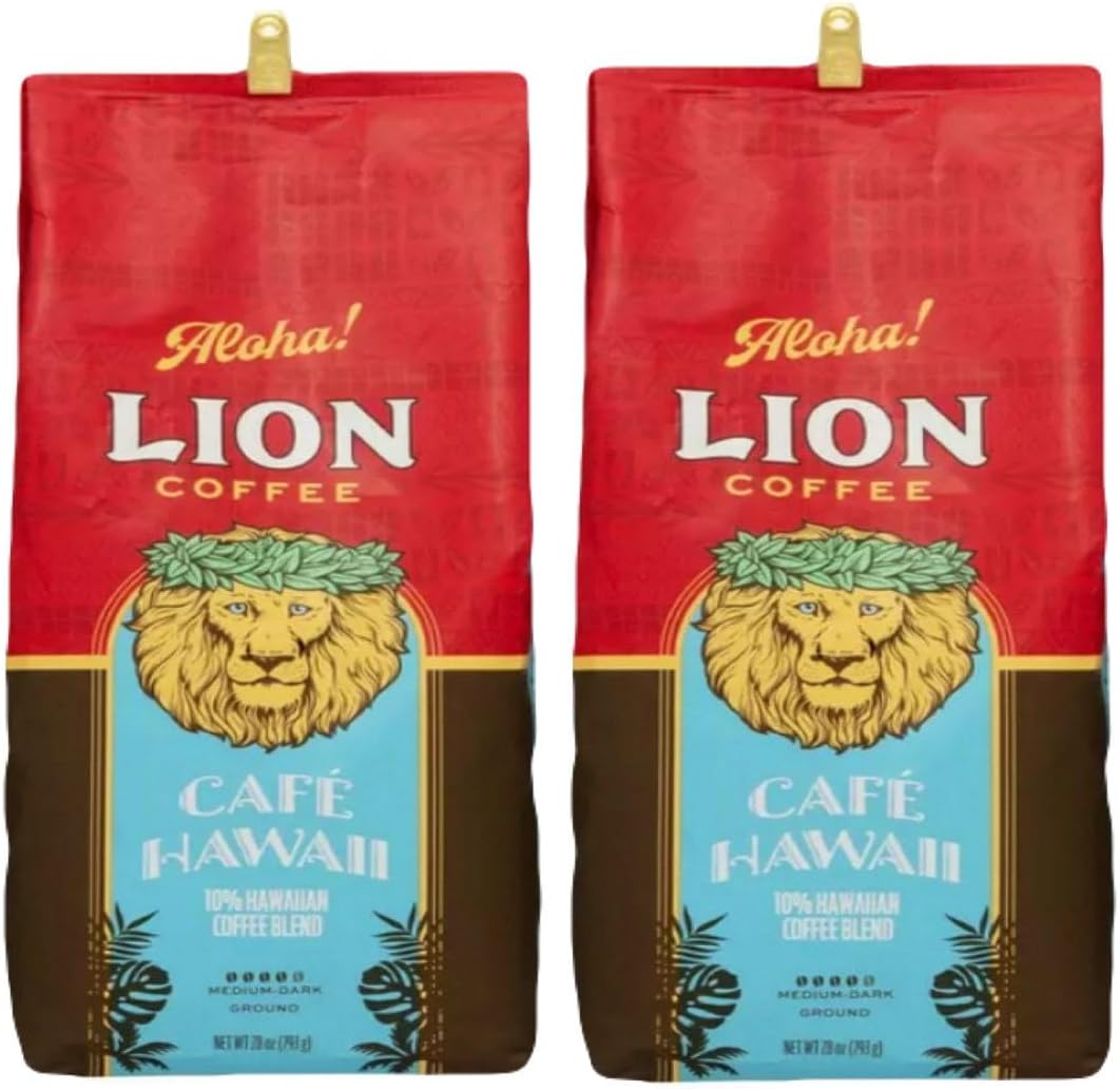 Amazon | 【大容量】【まとめ買い】Lion Cofe Hawaii ライオン カフェ ハワイ ミディアム ダーク ロースト コーヒー （粉） 793g×2パック 1,586g コストコ ...