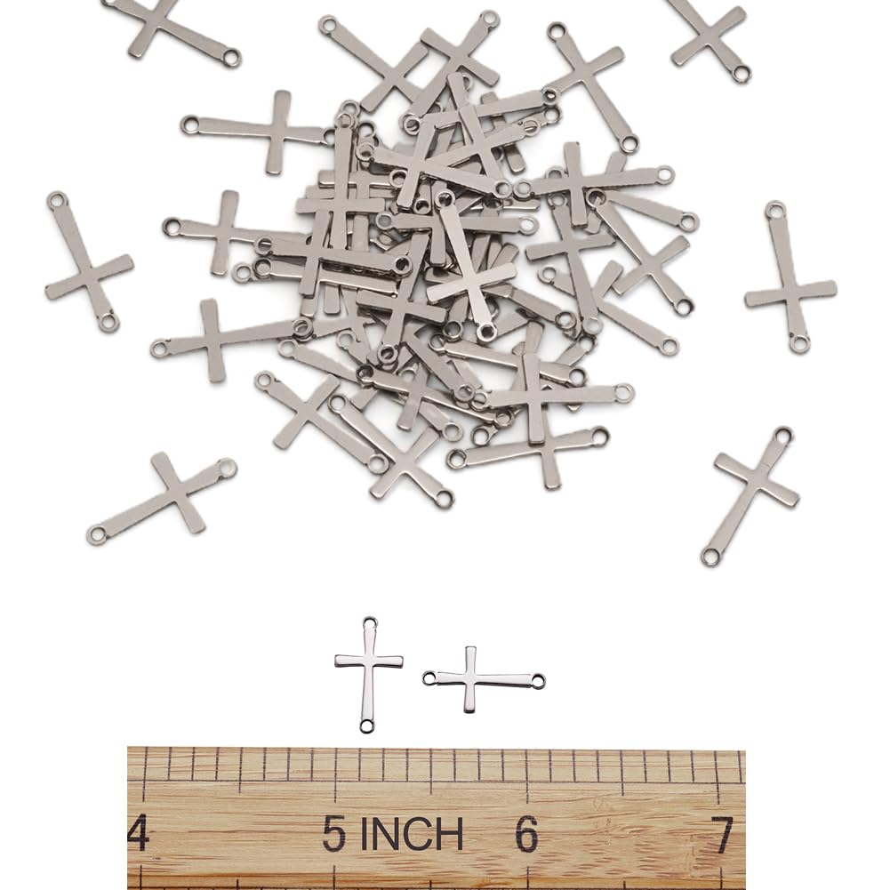 Amazon.com: FASHEWELRY 50Pcs Stainless Steel Cross Pendant Links 17x9 ...