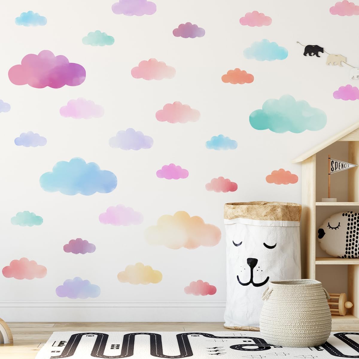 Amazon.com: Clouds Wall Decals Colorful Clouds Wall Stickers for Baby ...