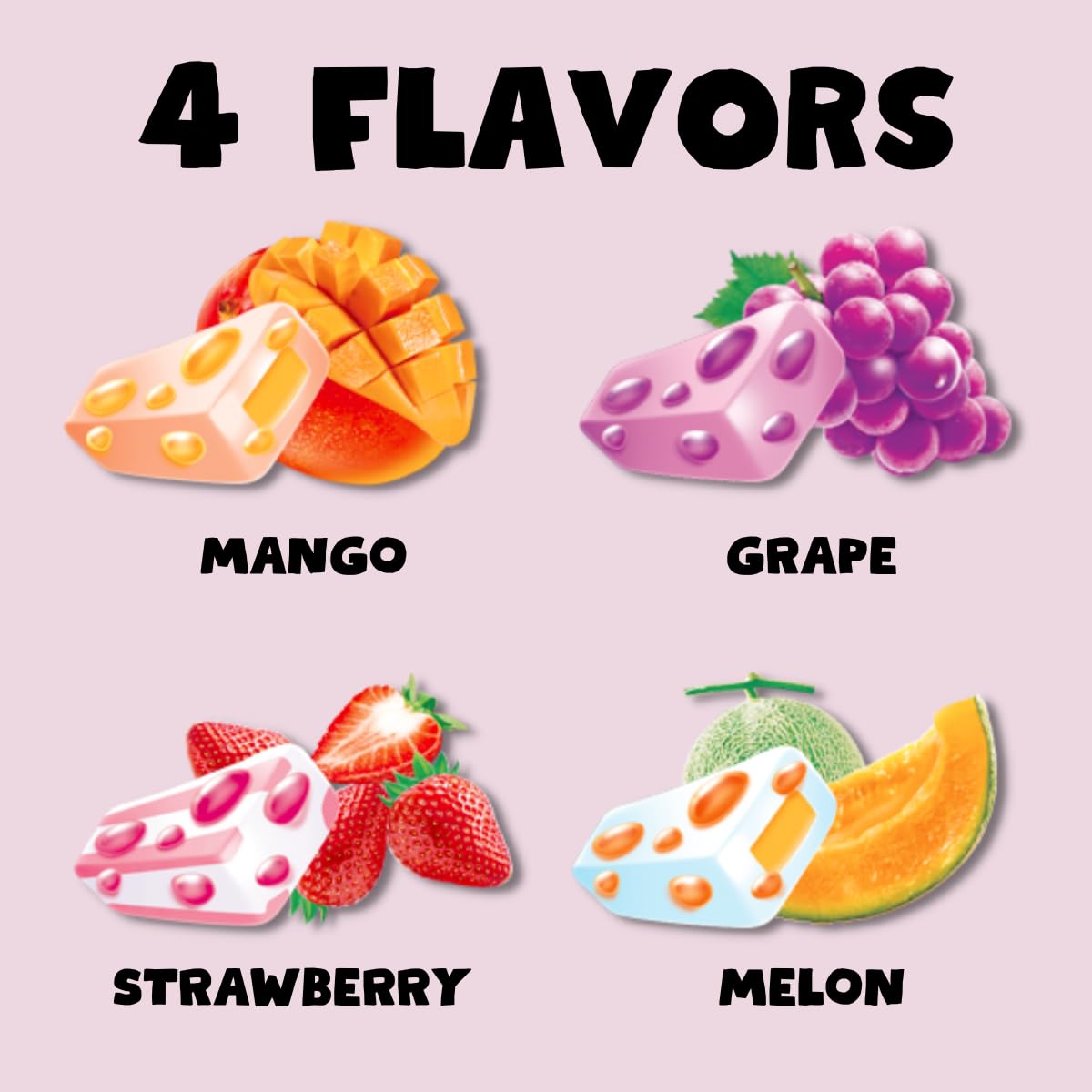 Puchao Japanese Gumming Soft Candy Variety Pack, 4 Fruits, Soda and ...
